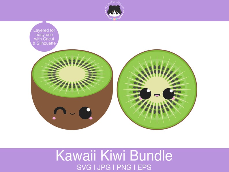 Kiwi SVG & Kiwi Slice SVG | Kawaii Bundle Svg - Layered for Easy Use ...