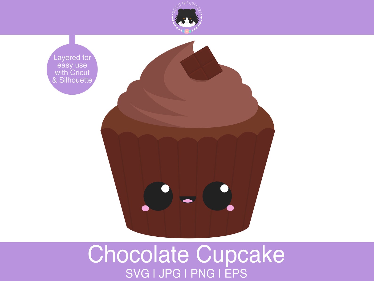 Kawaii Chocolate Cupcake SVG Layered for Easy Use Cute Cupcake Svg, Eps ...