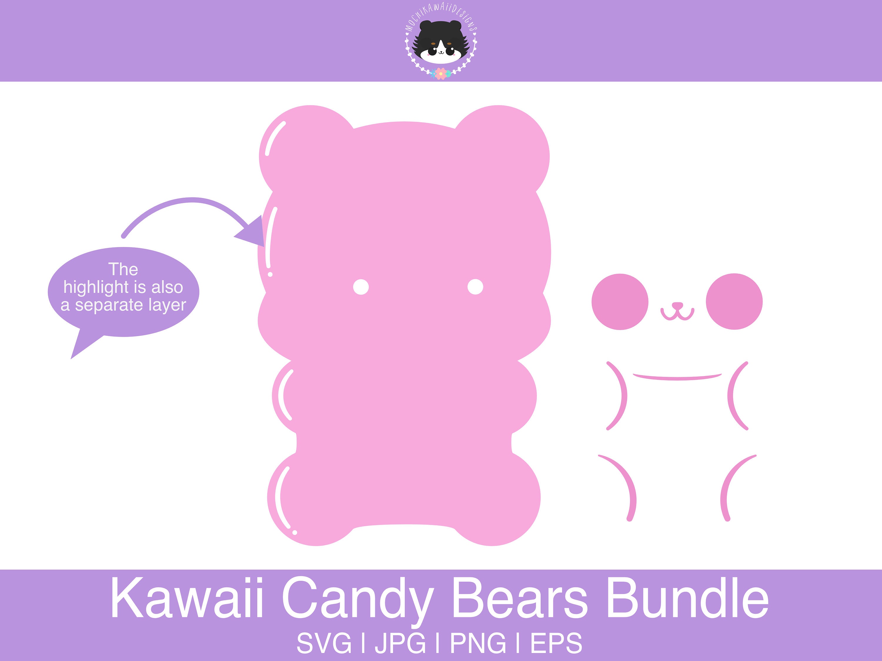 Kawaii Candy Bear SVG Bundle - Layered for Easy Use | Cute Bear Svg ...