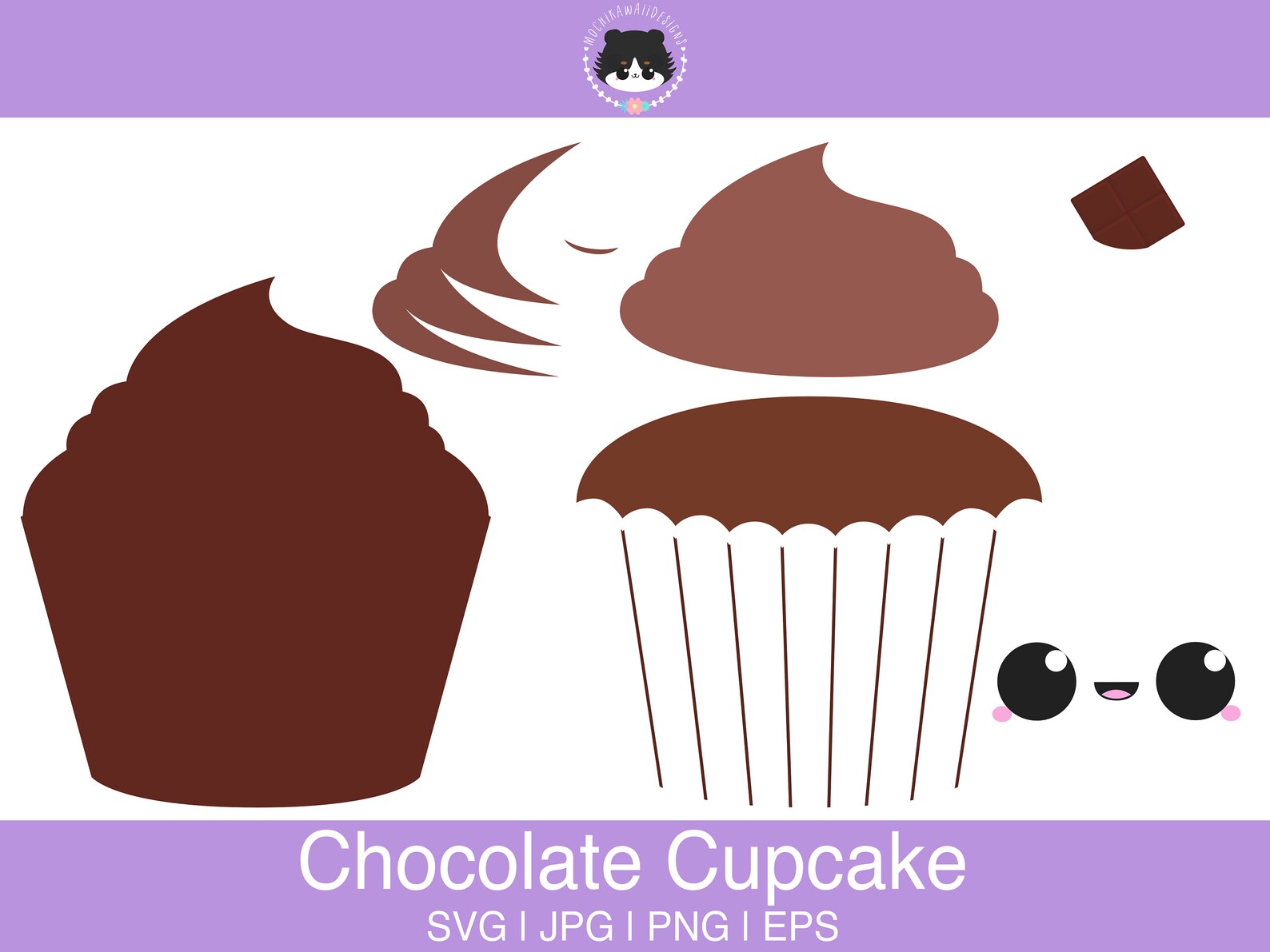 Kawaii Chocolate Cupcake SVG Layered for Easy Use Cute Cupcake Svg, Eps ...