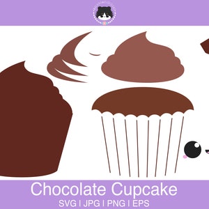 Kawaii Chocolate Cupcake SVG Layered for Easy Use Cute Cupcake Svg, Eps ...