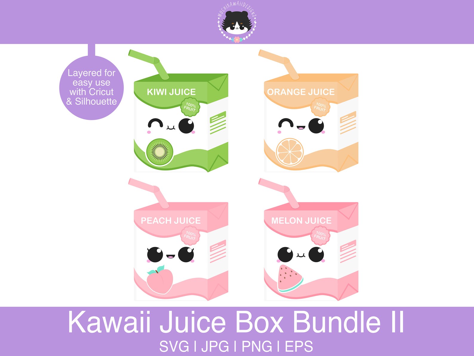 Juice Box SVG Bundle I: Kiwi, Orange, Peach & Melon - Layered for Easy ...