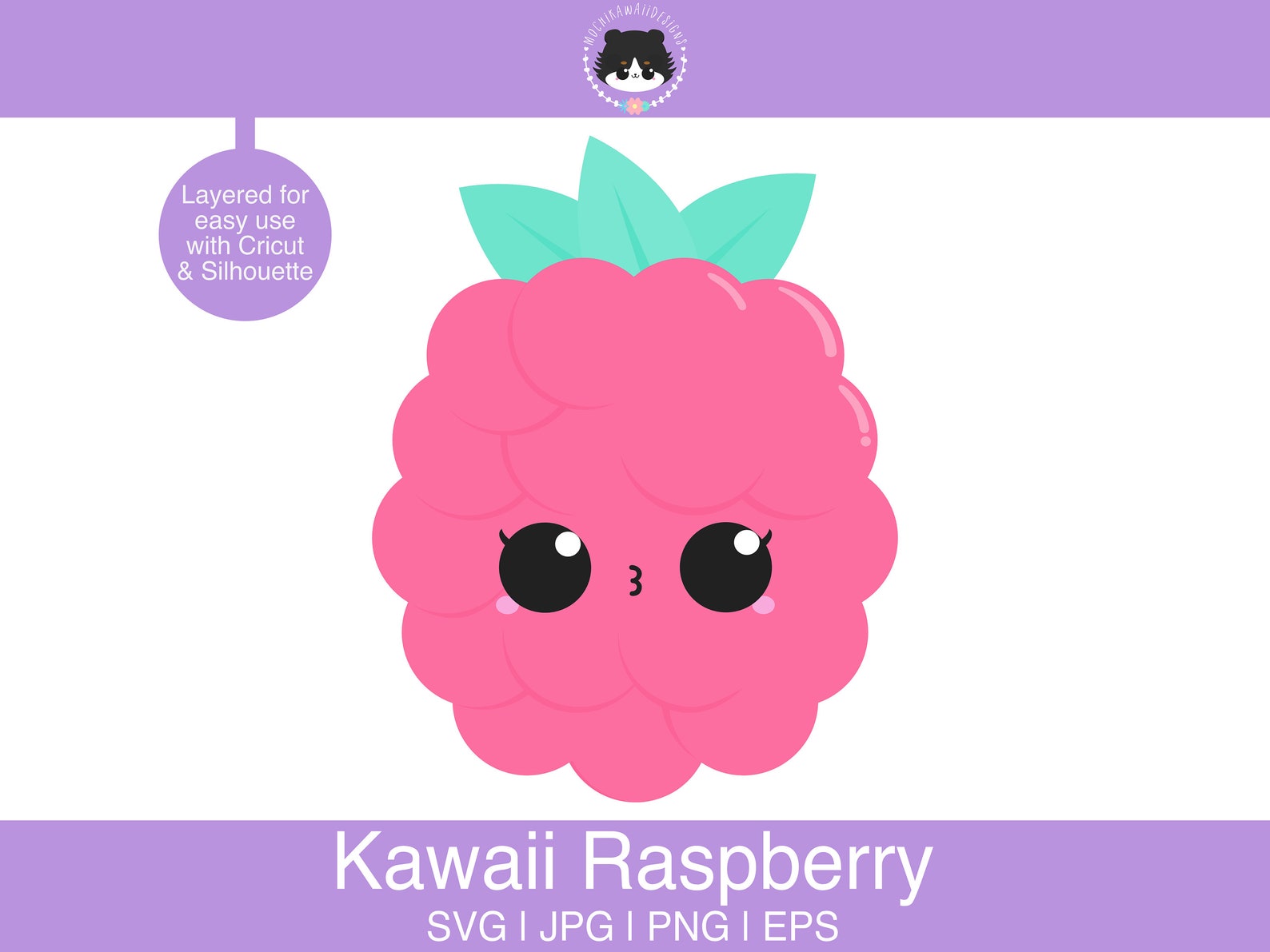 Kawaii Raspberry SVG | Kawaii Fruit Svg - Layered for Easy Use | Svg ...