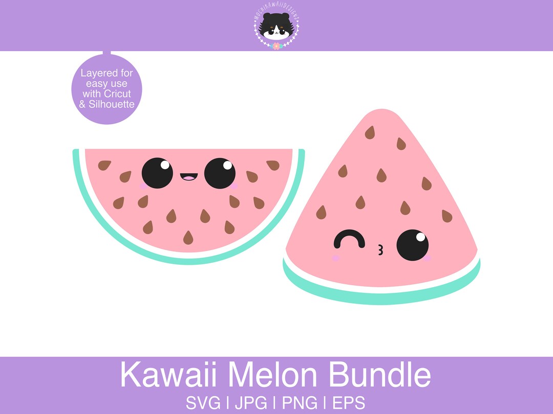 Melon SVG & Melon Slice SVG | Kawaii Bundle Svg - Layered for Easy Use ...