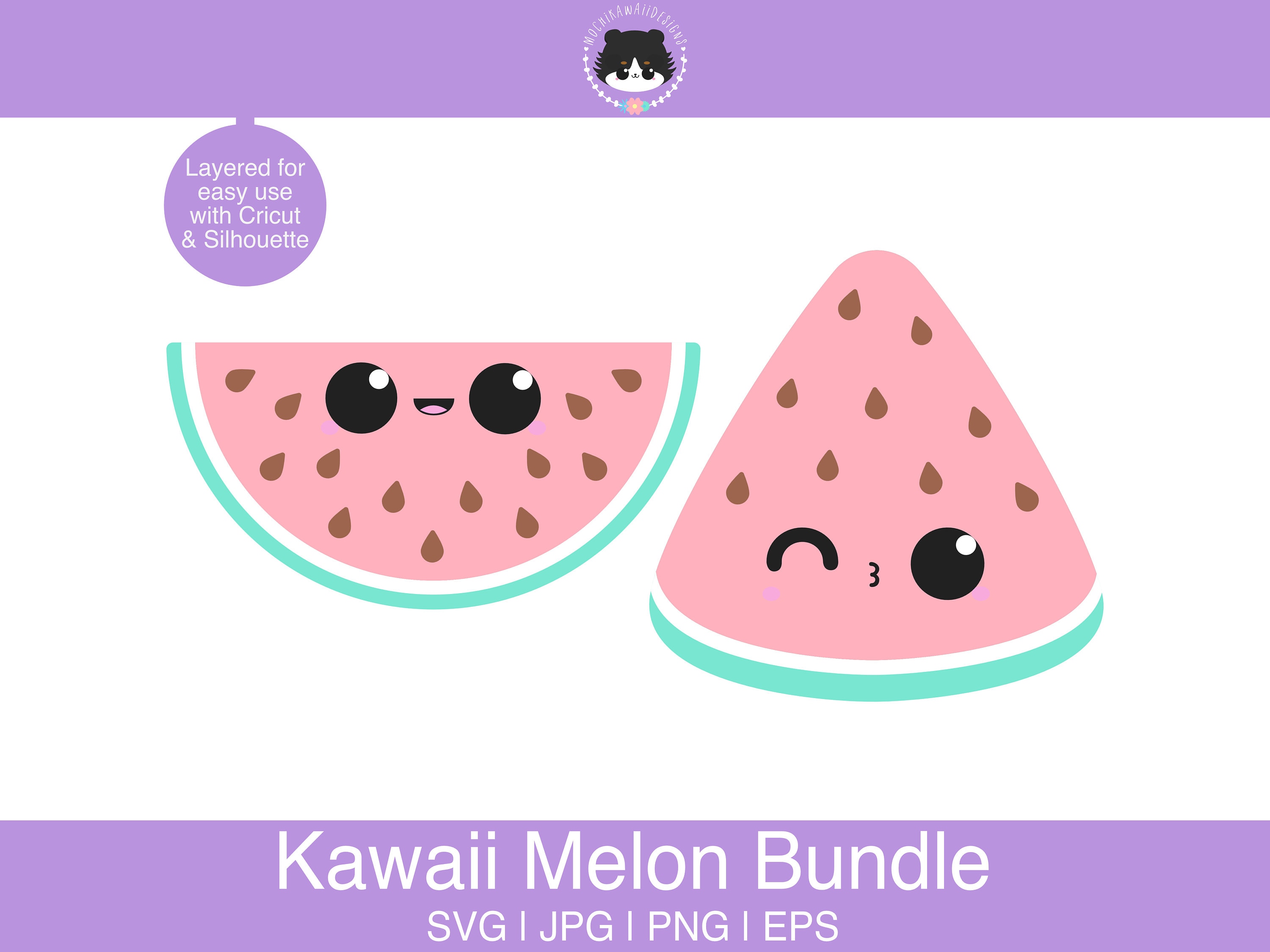 Melon SVG & Melon Slice SVG | Kawaii Bundle Svg - Layered for Easy Use ...