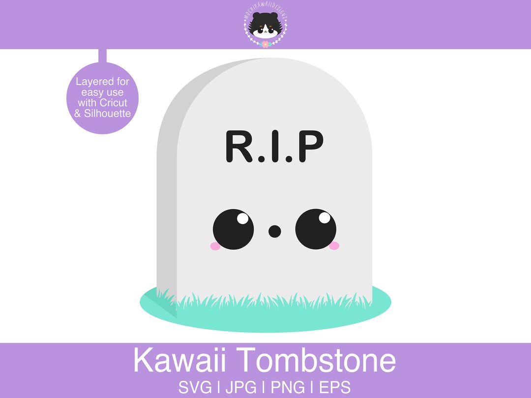 Lápida Kawaii SVG en capas para un uso fácil / Lápida linda svg, eps ...