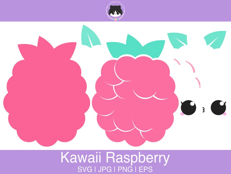 Kawaii Raspberry SVG | Kawaii Fruit Svg - Layered for Easy Use | Svg ...