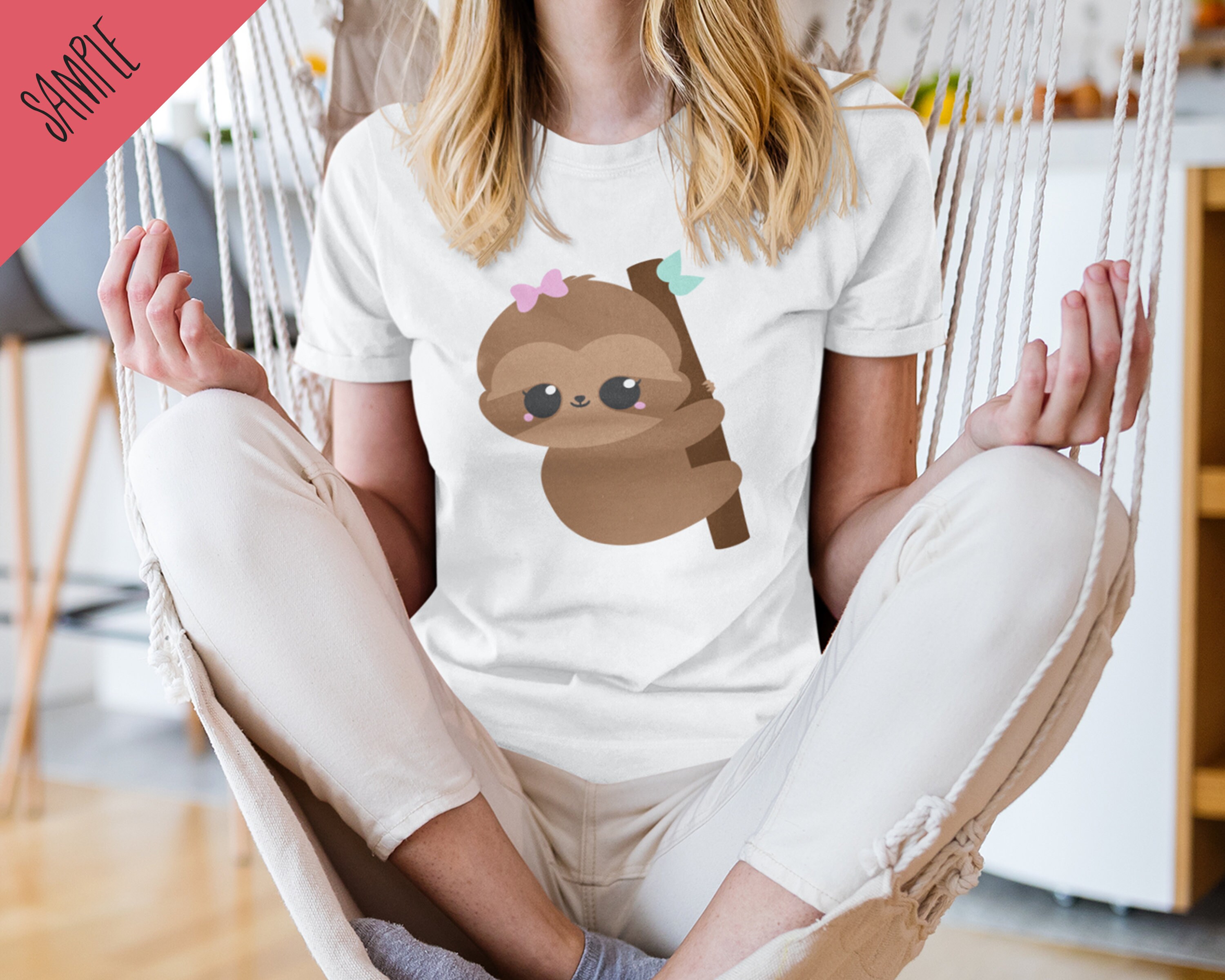 Girl Sloth SVG Sloth SVG Layered for Easy Use Svg, Eps, Jpg, Png Kawaii ...