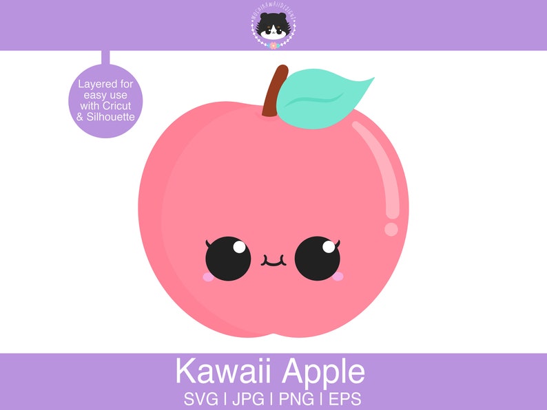 Kawaii Apple SVG Kawaii Fruit Svg Layered for Easy Use Svg, Eps, Jpg ...