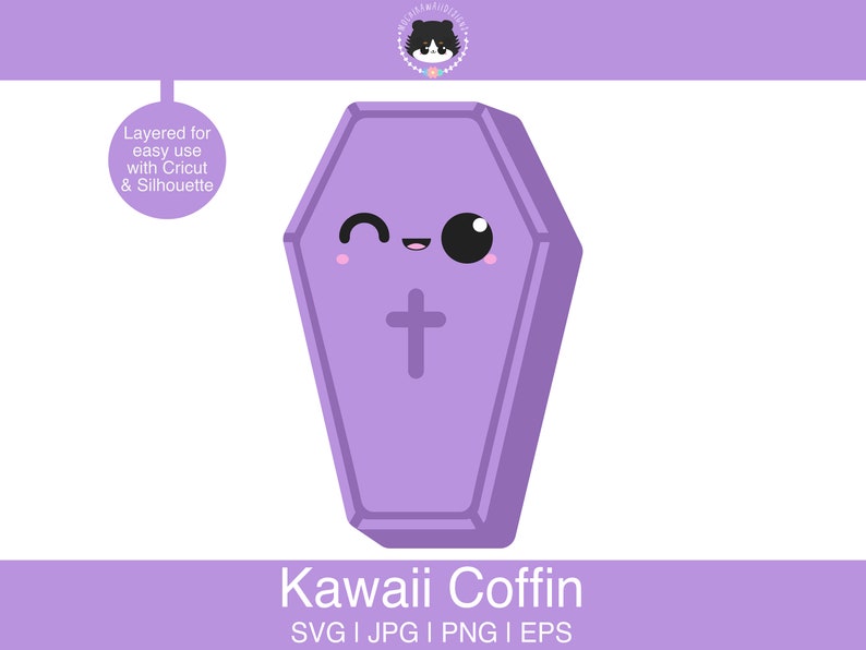 Kawaii Coffin SVG - Layered for Easy Use | Cute Coffin Svg, Eps, Jpg ...