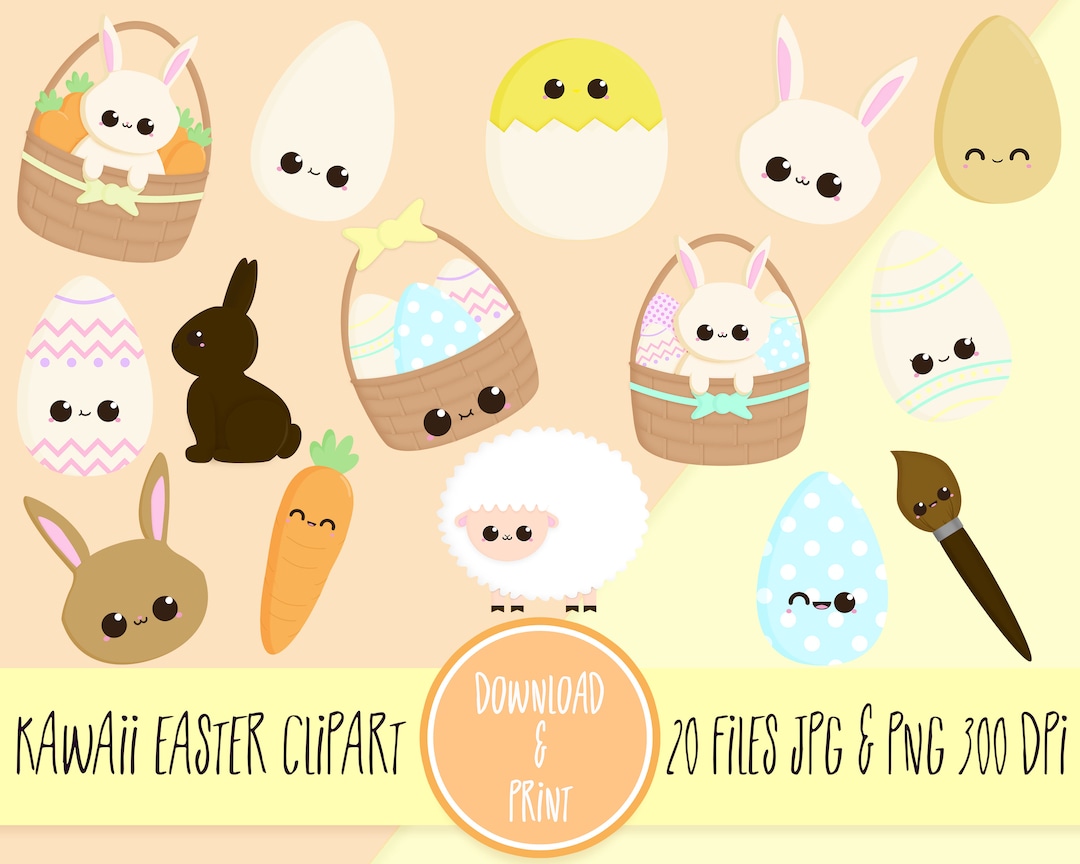 Kawaii Easter Clipart | Kawaii Clipart | Easter Bunny | Easter Basket ...