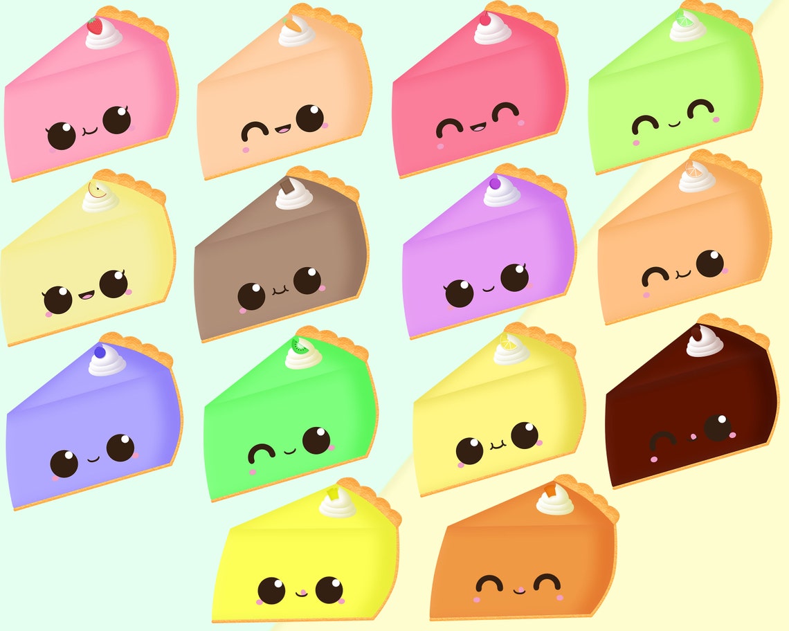 Buy Kawaii Pies Clipart 14 Jpgs & Pngs High Resolution 300DPI Cute Pies ...