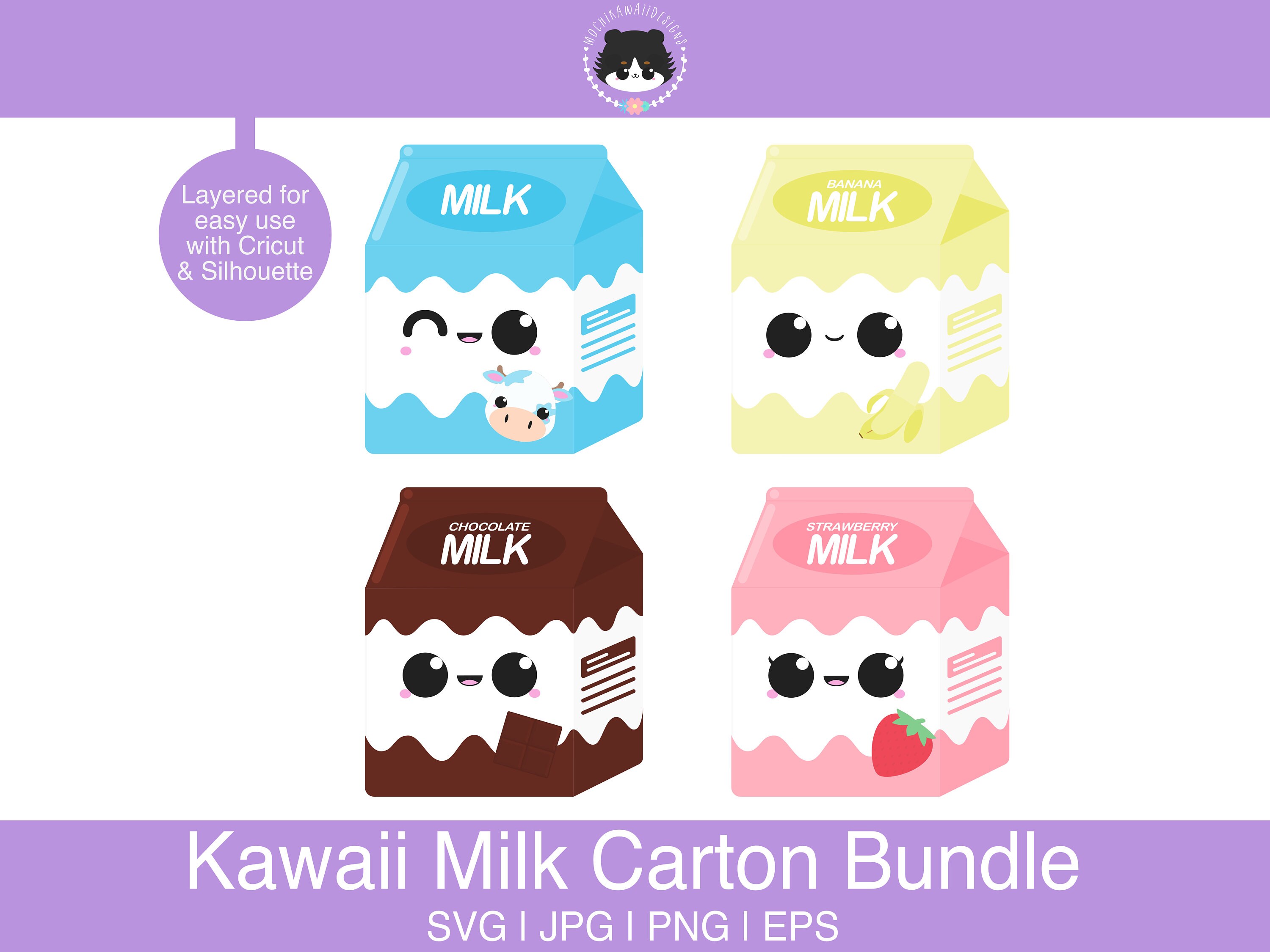 Milk Carton SVG Bundle: Regular, Strawberry, Chocolate & Banana ...