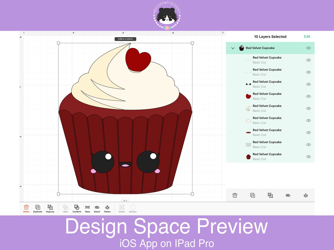 Kawaii Red Velvet Cupcake SVG Layered for Easy Use Cute Cupcake Svg ...