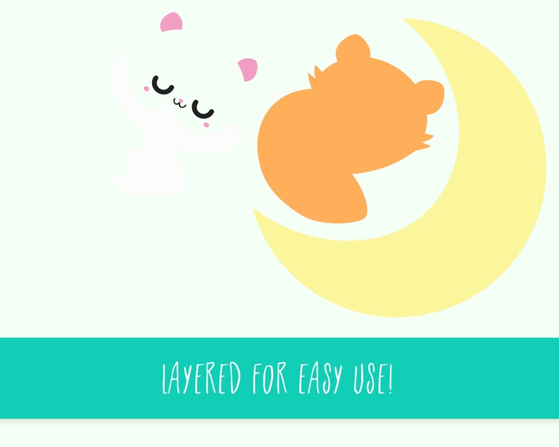 Fox and Moon SVG | Kawaii Fox SVG - Layered for Easy Use | Svg, Eps ...