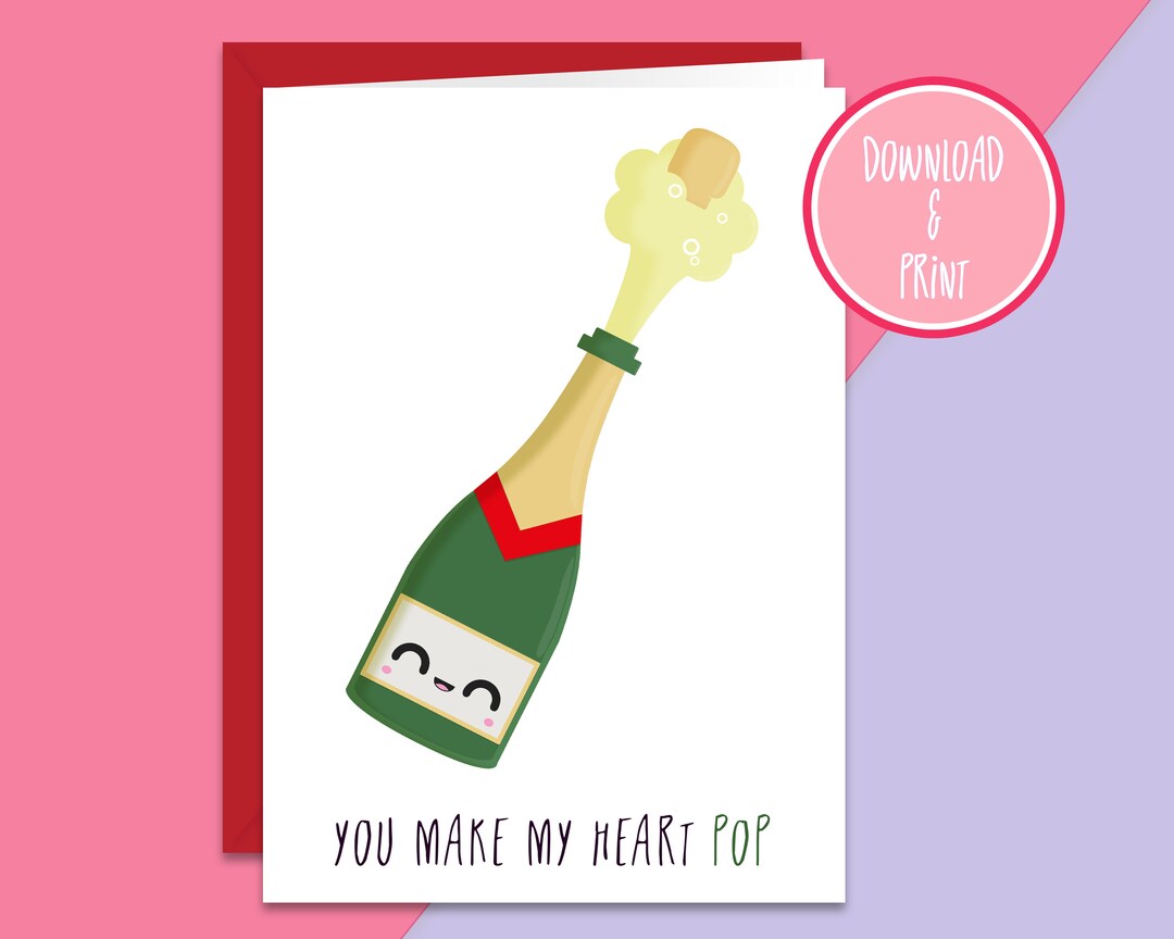 Printable Kawaii Valentine's Card "you Make My Heart Pop" | Kawaii ...