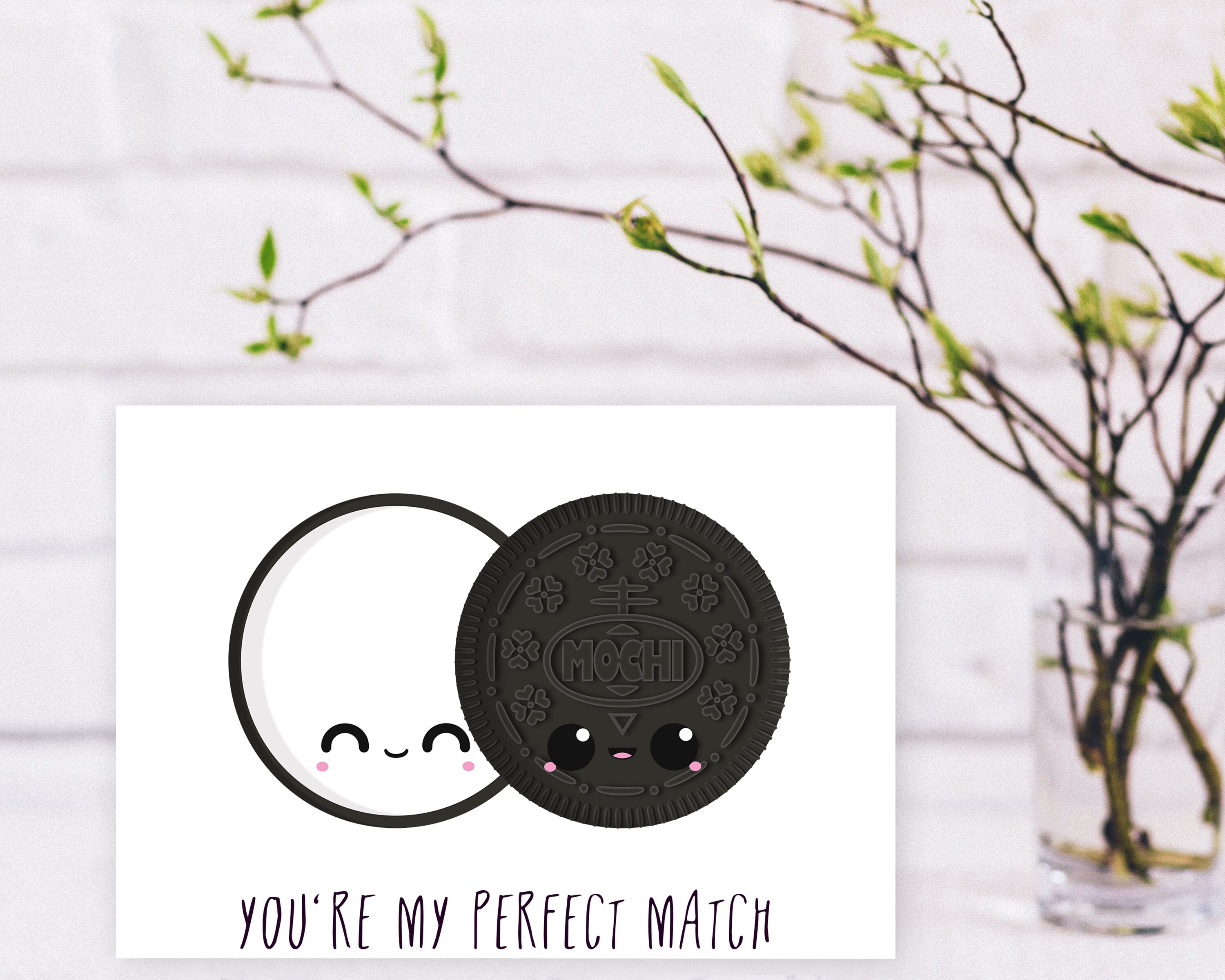 Kawaii Oreo Printable Valentine's Day Postcard you're My Perfect Match ...