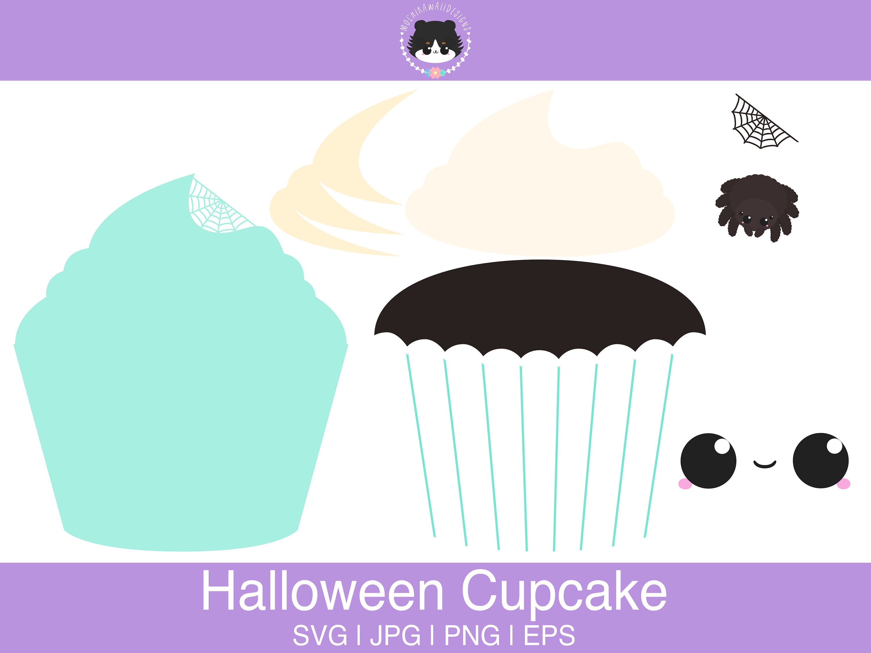 Kawaii Halloween Cupcake SVG - Layered for Easy Use | Cute Cupcake Svg ...