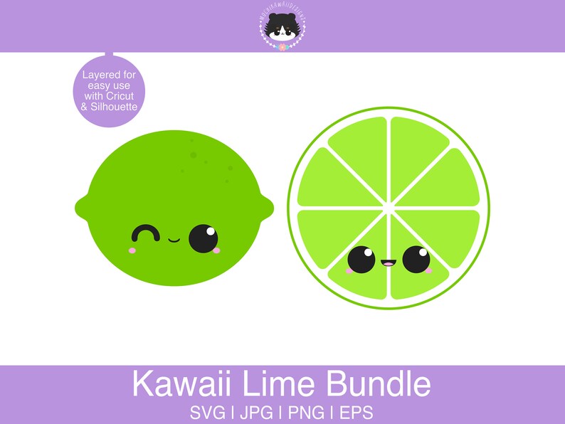 Lime SVG & Lime Slice SVG | Kawaii Lime Svg Bundle - Layered for Easy ...