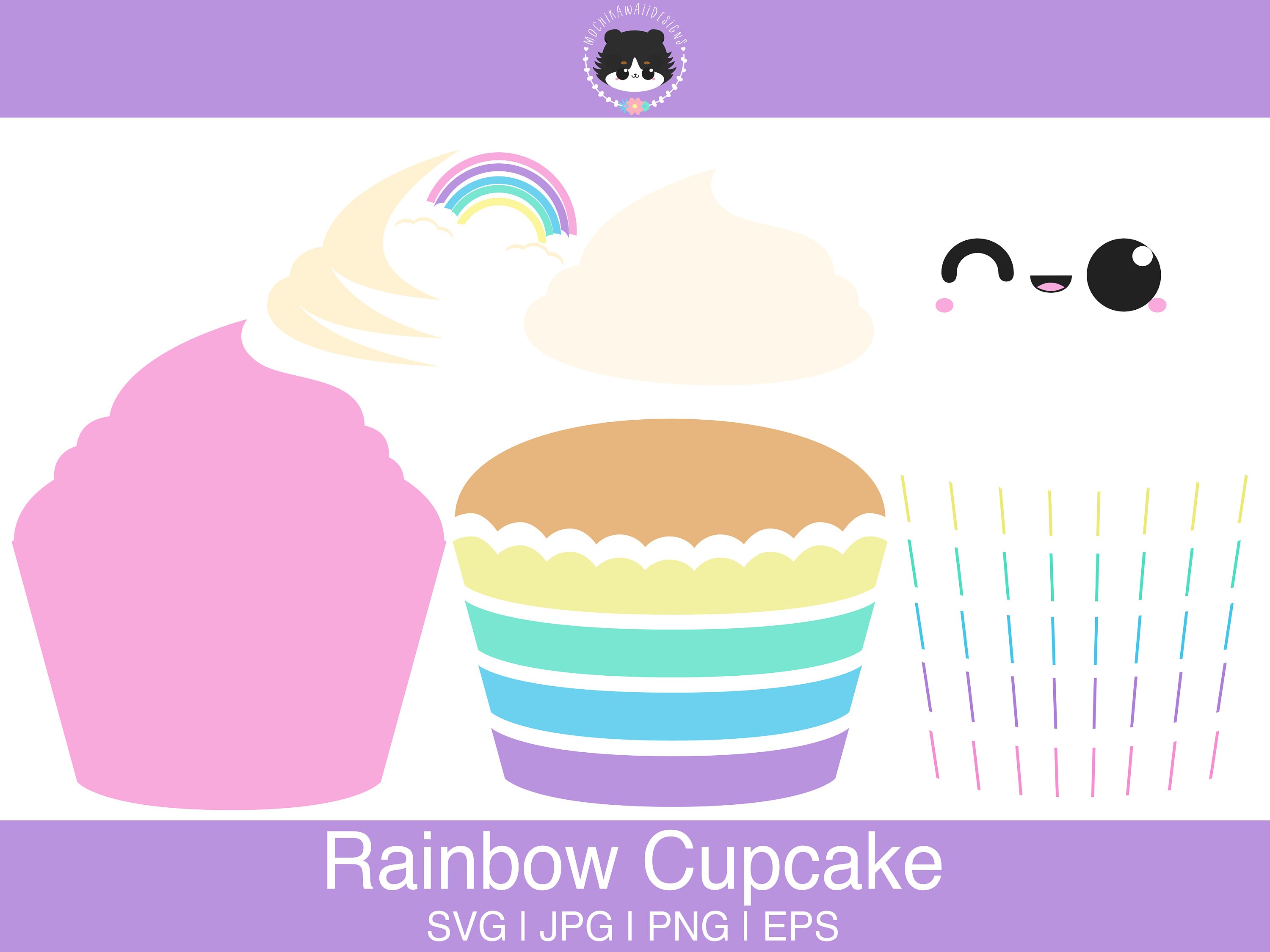 Kawaii Rainbow Cupcake SVG - Layered for Easy Use | Cute Cupcake Svg ...