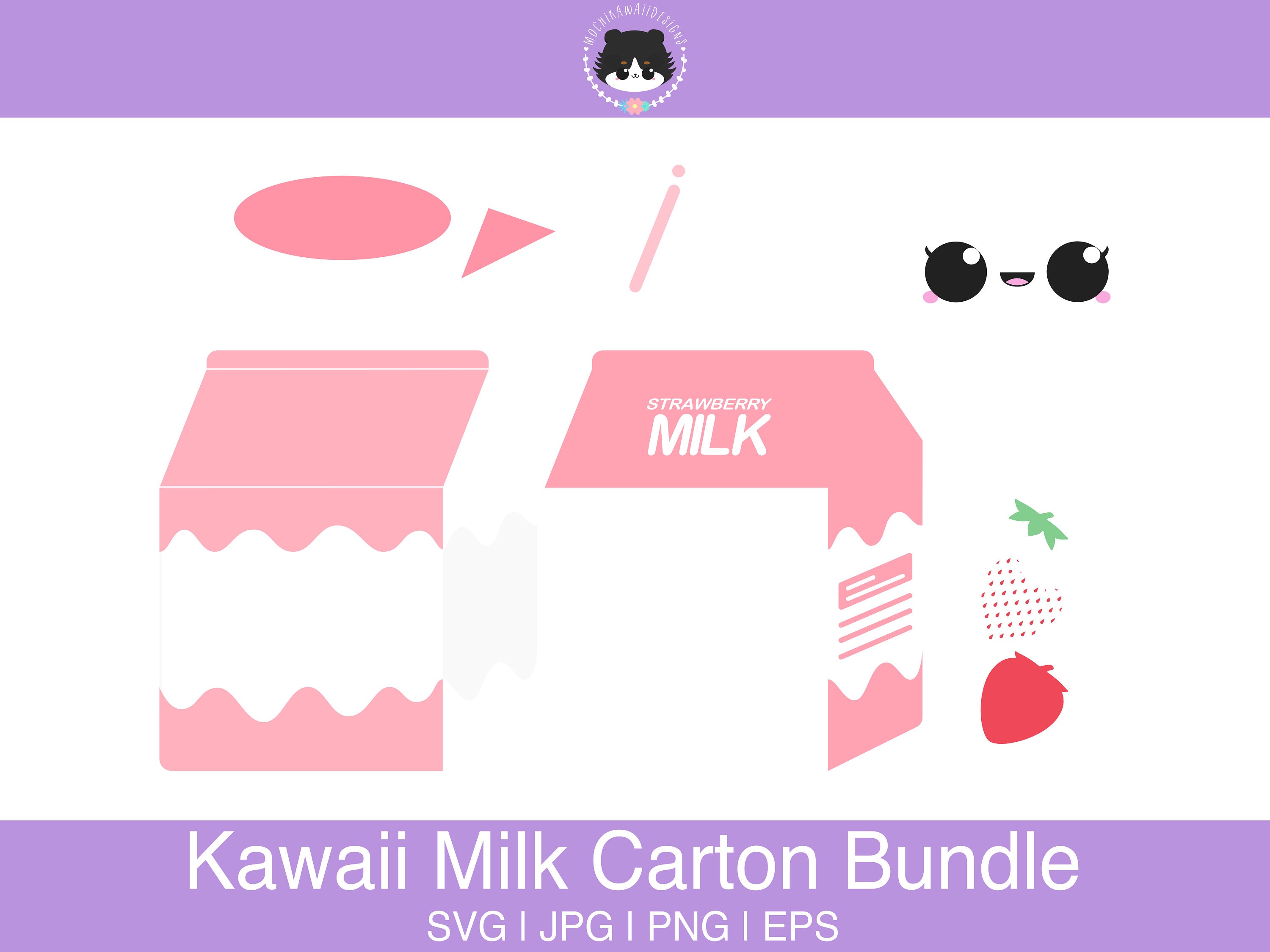 Milk Carton SVG Bundle: Regular, Strawberry, Chocolate & Banana ...