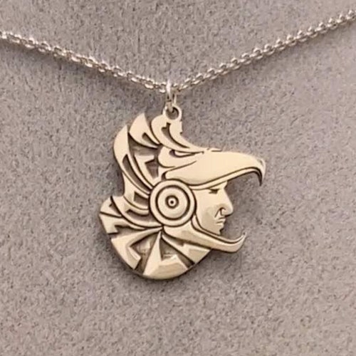 Aztec Eagle Warrior Silver Pendant Necklace | Etsy