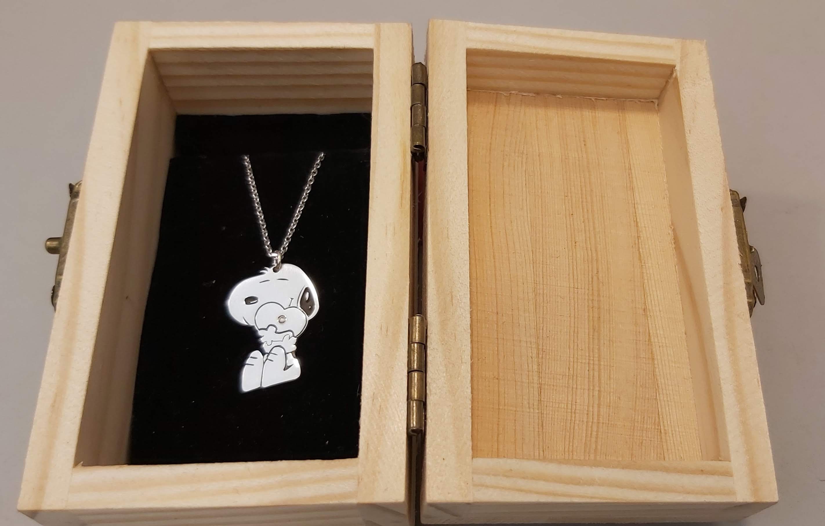 Snoopy Silver and Diamond Pendant Necklace | Etsy