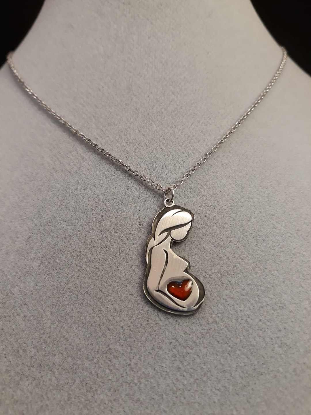 Enamel and Silver Maternity Pregnancy Pendant Necklace - Etsy