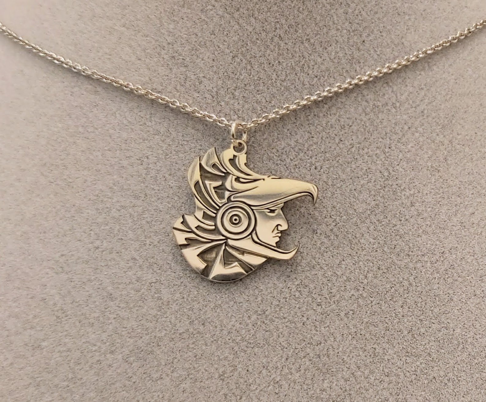 Aztec Eagle Warrior Silver Pendant Necklace - Etsy