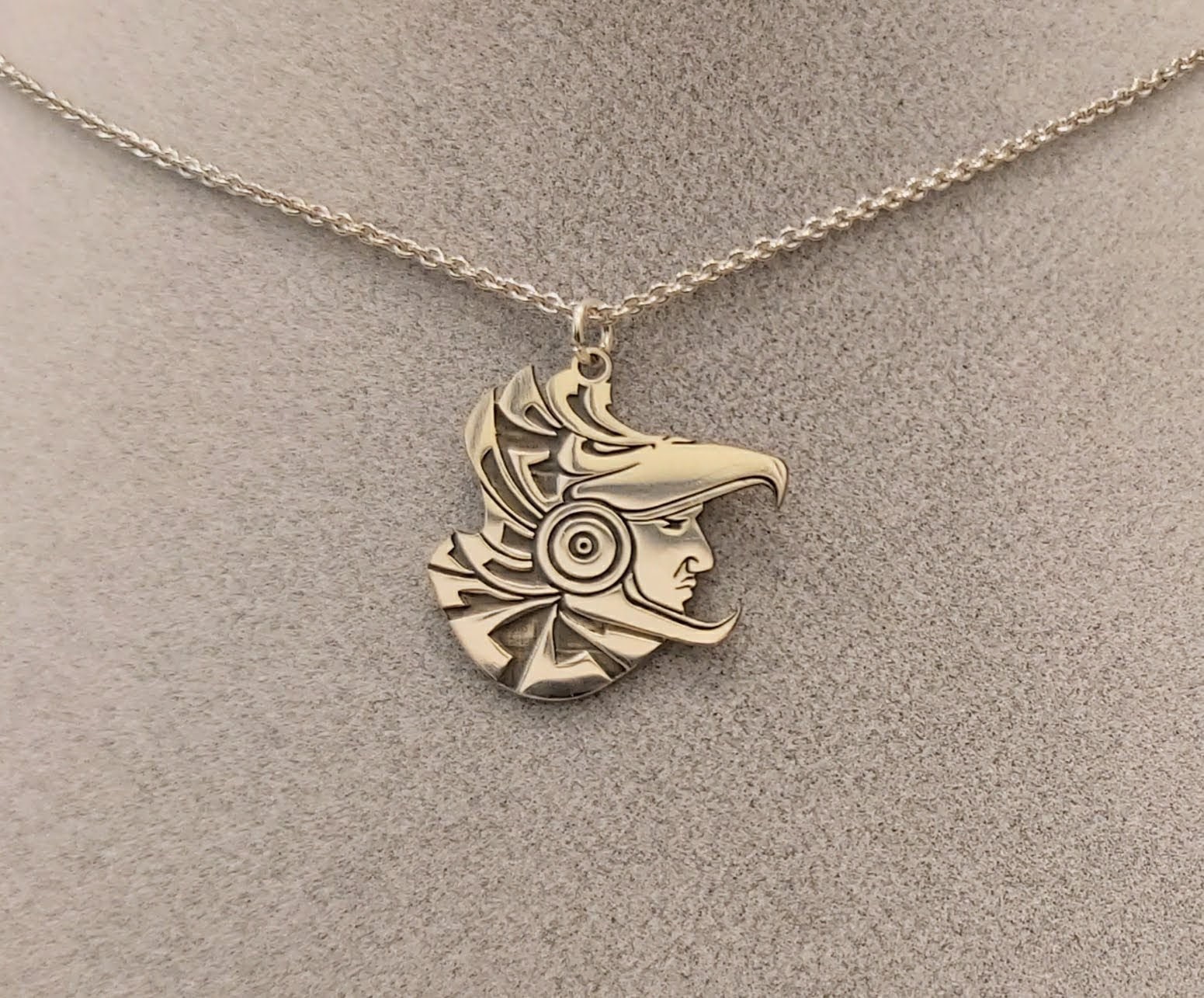 Aztec Eagle Warrior Silver Pendant Necklace | Etsy