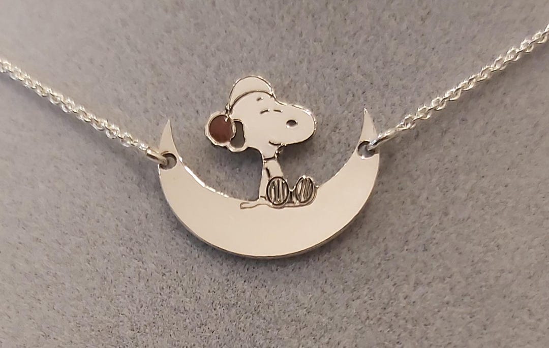 Snoopy Silver and Enamel Pendant Necklace - Etsy