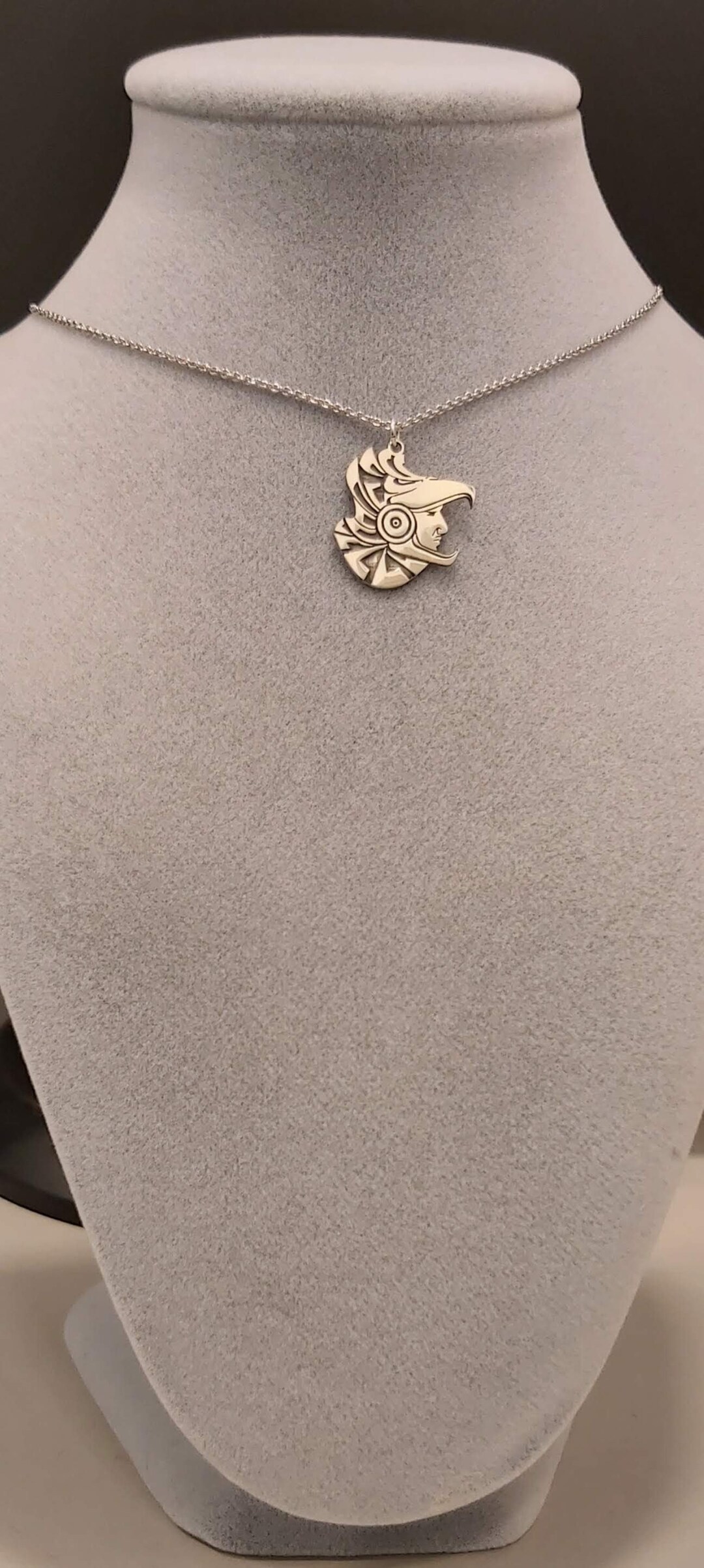 Aztec Eagle Warrior Silver Pendant Necklace - Etsy