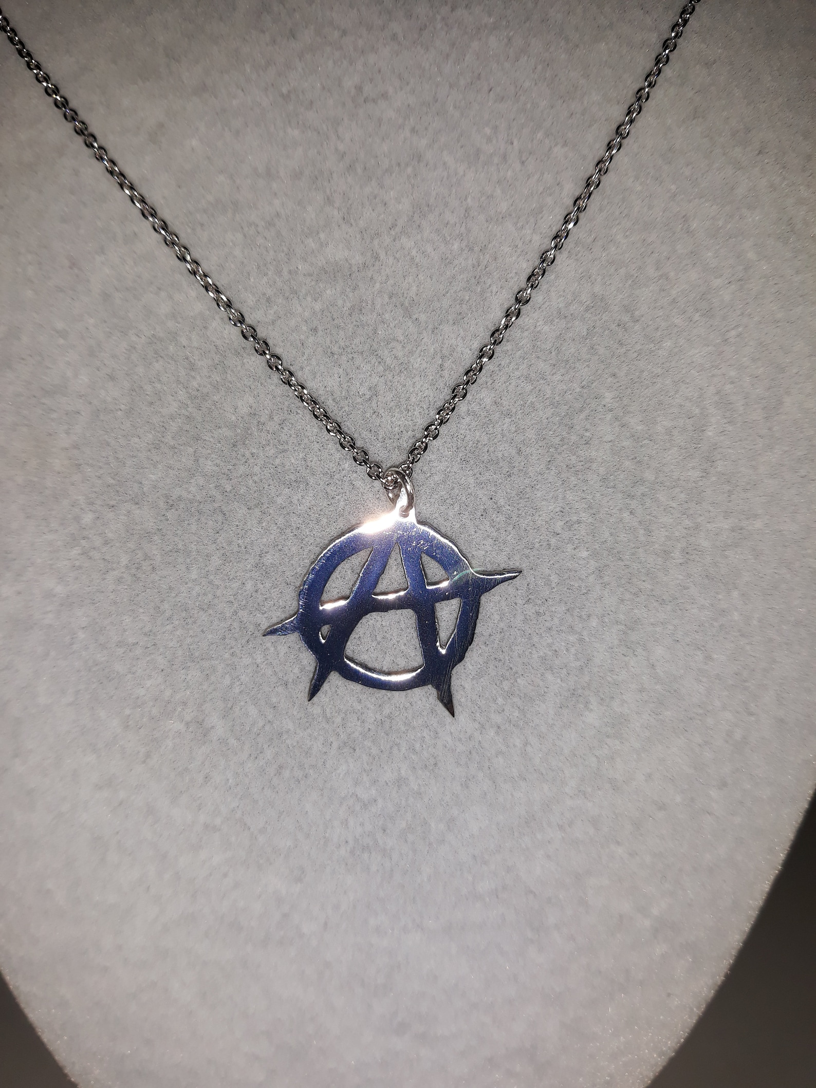 Anarchy Symbol Silver Pendant Necklace | Etsy