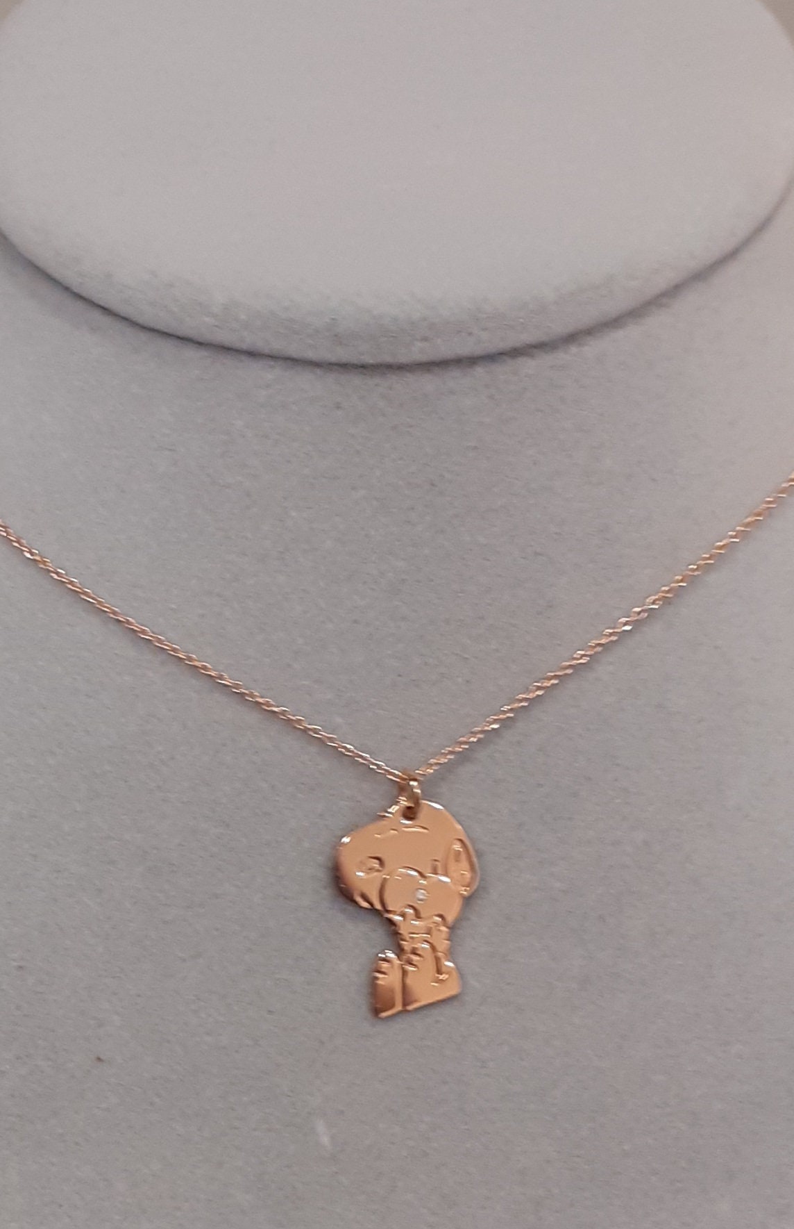 Snoopy Silver and Diamond Pendant Necklace | Etsy