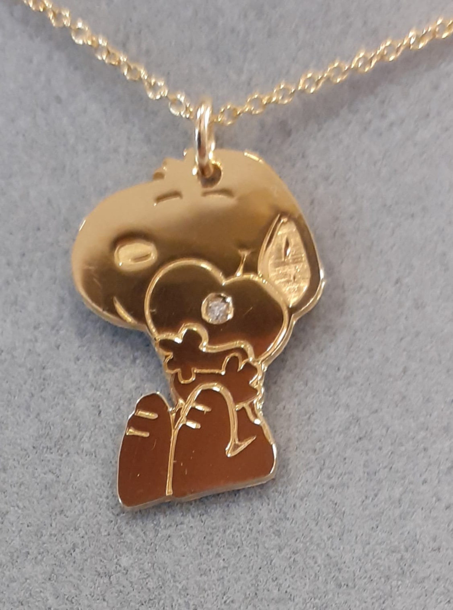 Snoopy Silver and Diamond Pendant Necklace - Etsy