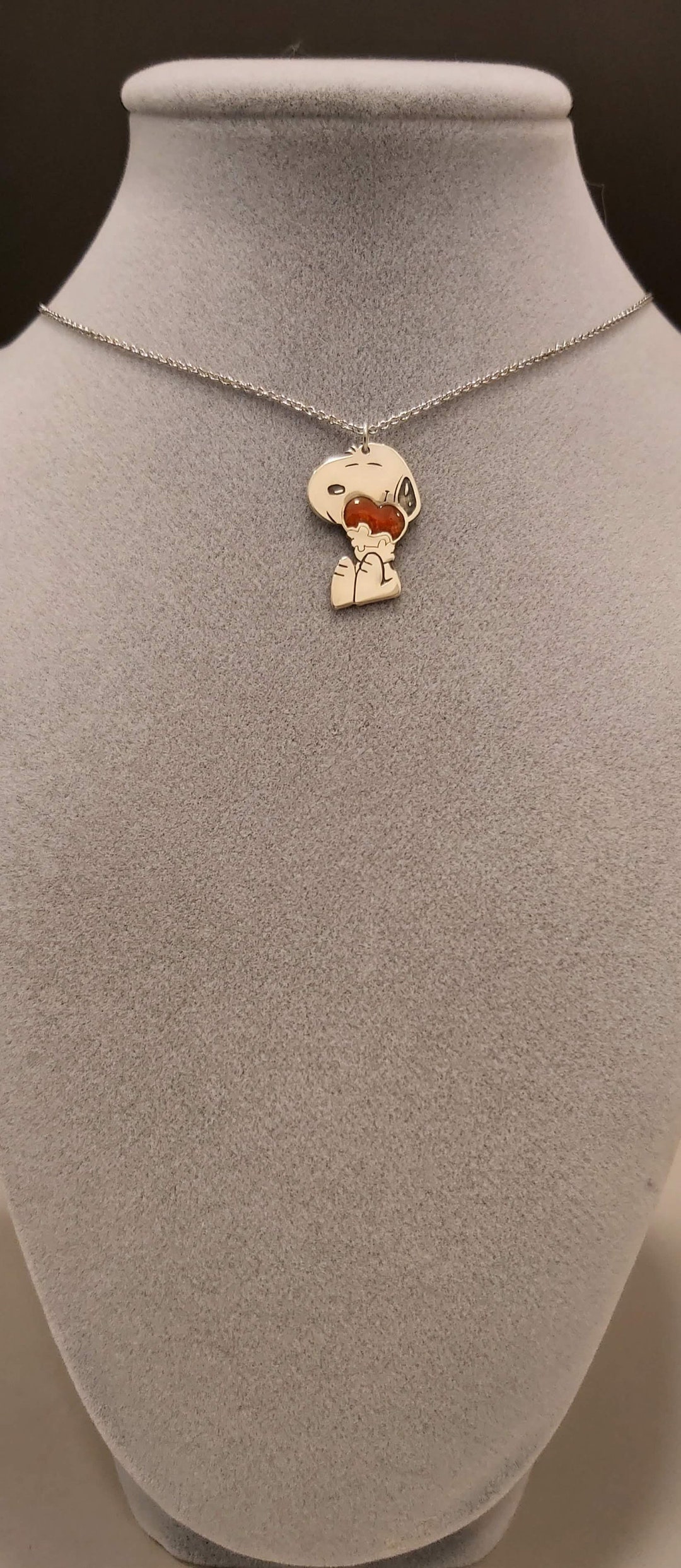 Snoopy Silver and Enamel Pendant Necklace - Etsy
