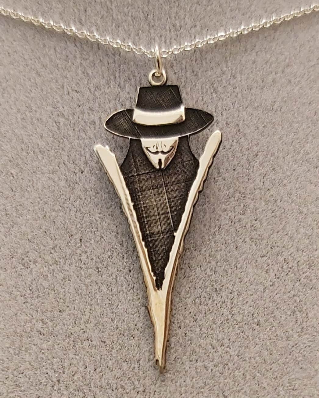V for Vendetta Anonymous Silver Pendant Necklace | Etsy