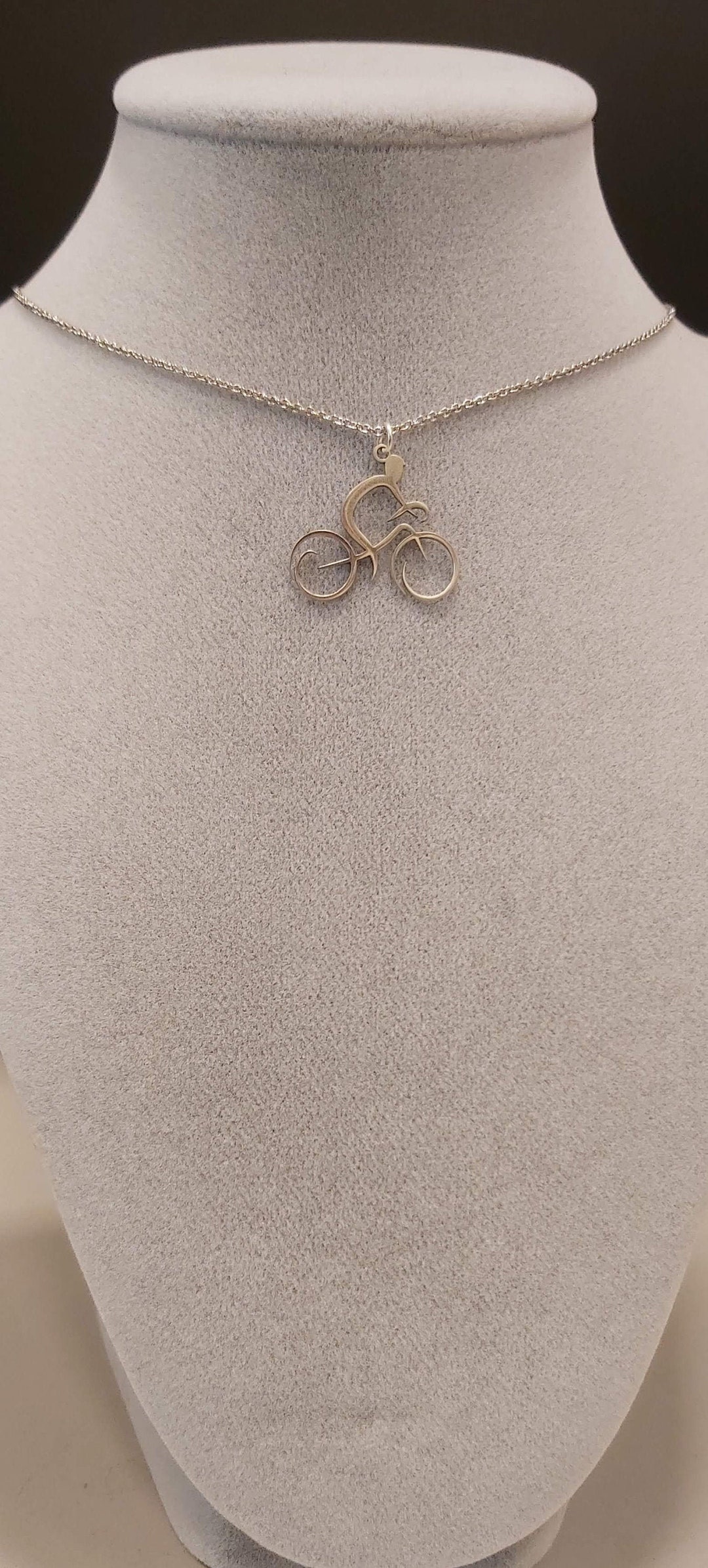 Silver Bicycle Pendant Necklace - Etsy