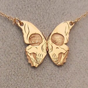 Silver Skull Butterfly Pendant Necklace - Etsy