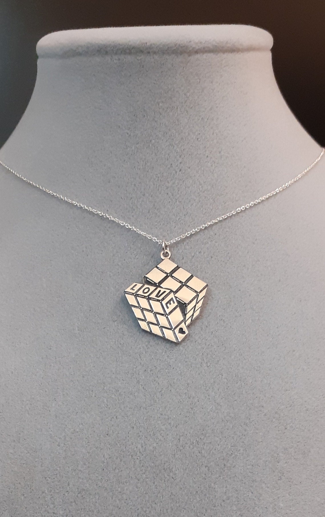 Pendant Necklace Silver Customizable Rubik's Cube - Etsy