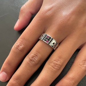 Playing Card Ring, Adjustable 925 Sterling Silver Ring Unisex Playing ...