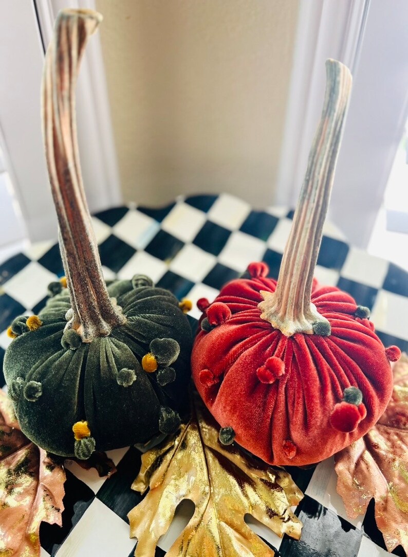 Velvet Pumpkins With Real Stems - Etsy
