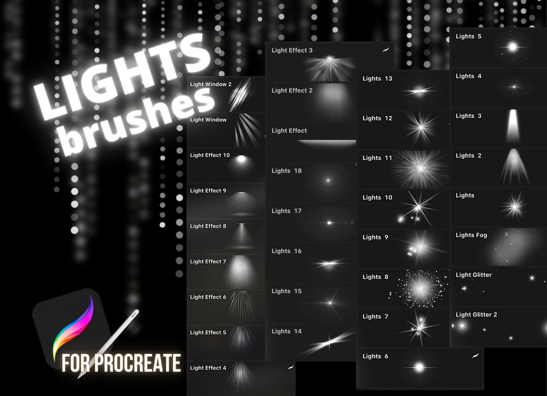 Procreate Lights Brushes, Light Brush, Glitter Brush Procreate, Sparkle ...