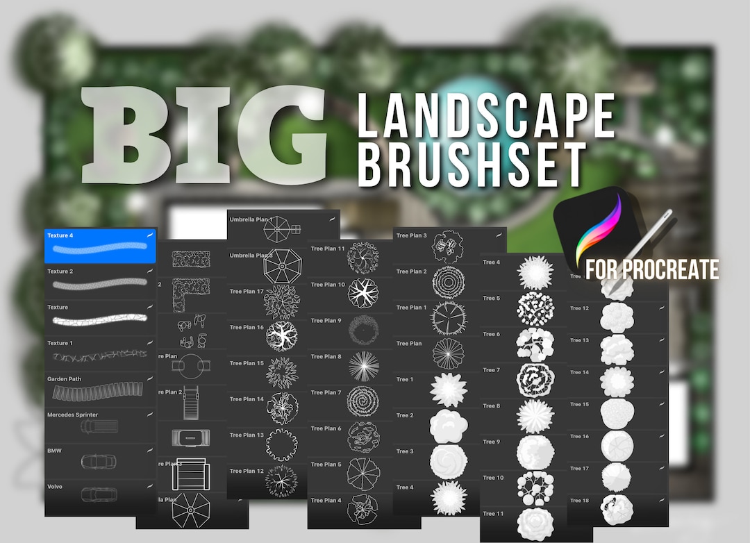 Landscape Element Brush Procreate, Procreate Architecture, Tree Brush ...