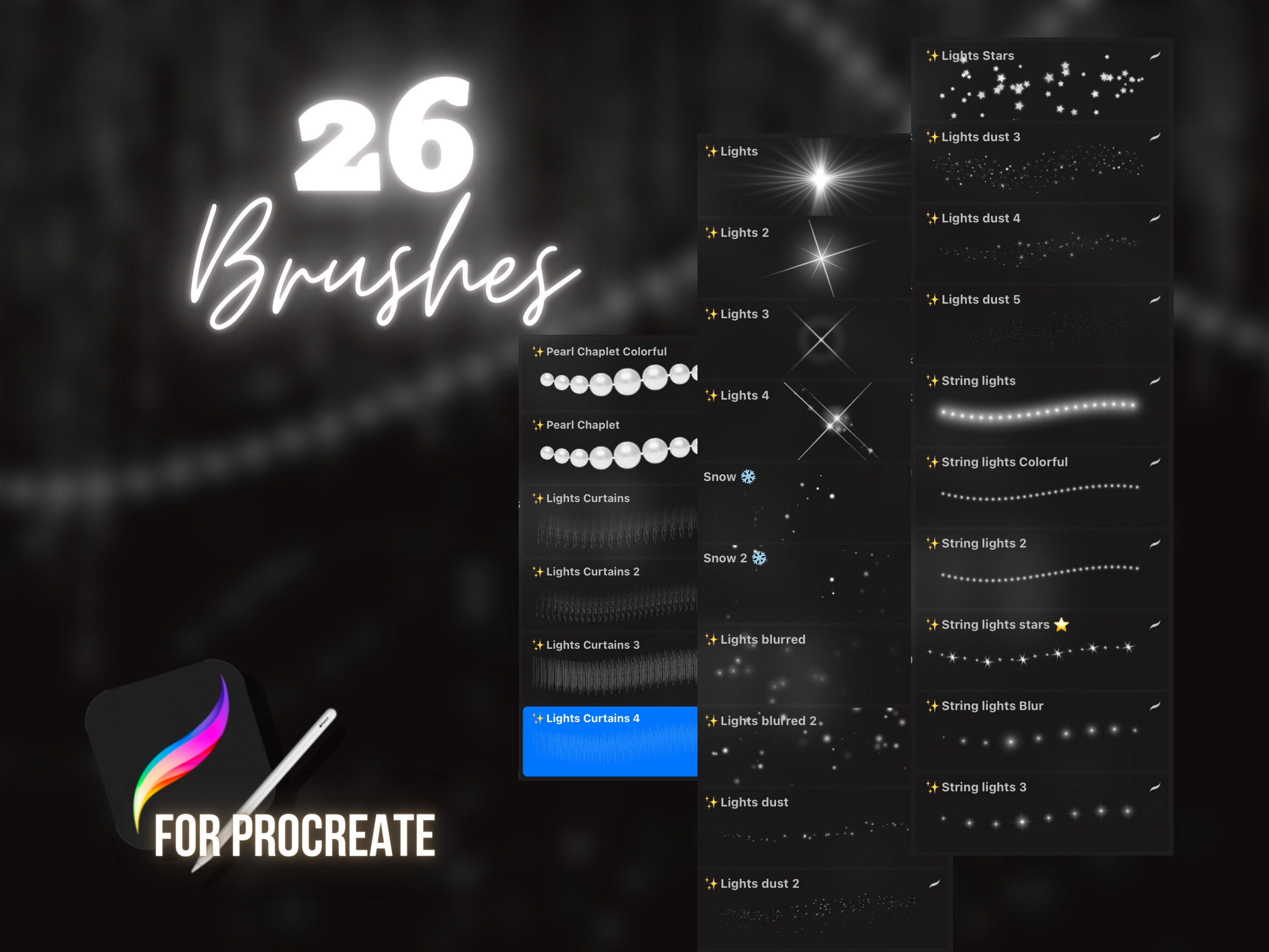 Procreate Magical Lights Brushes: Christmas, Glitter, Bokeh (digital ...