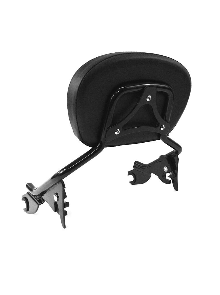 Low Black Quick Release Passenger Backrest & Pad for 2009-2020 Harley ...