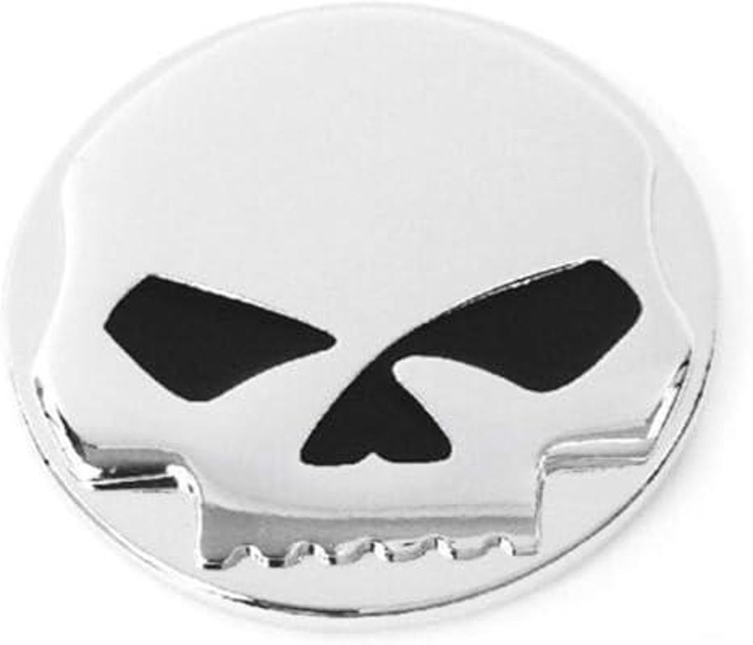 1 & 1/8" Inch Skull Metal Chrome Mini Medallion Harley Sportster Sissy ...