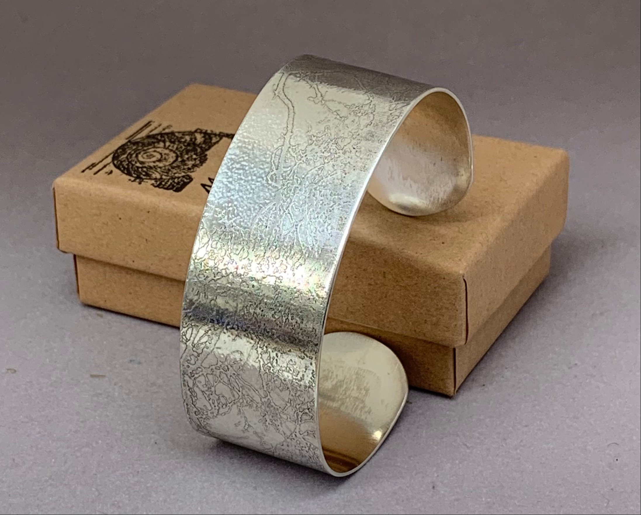 Etched Sterling Silver Cuff 2.5 Cm - Etsy Hong Kong
