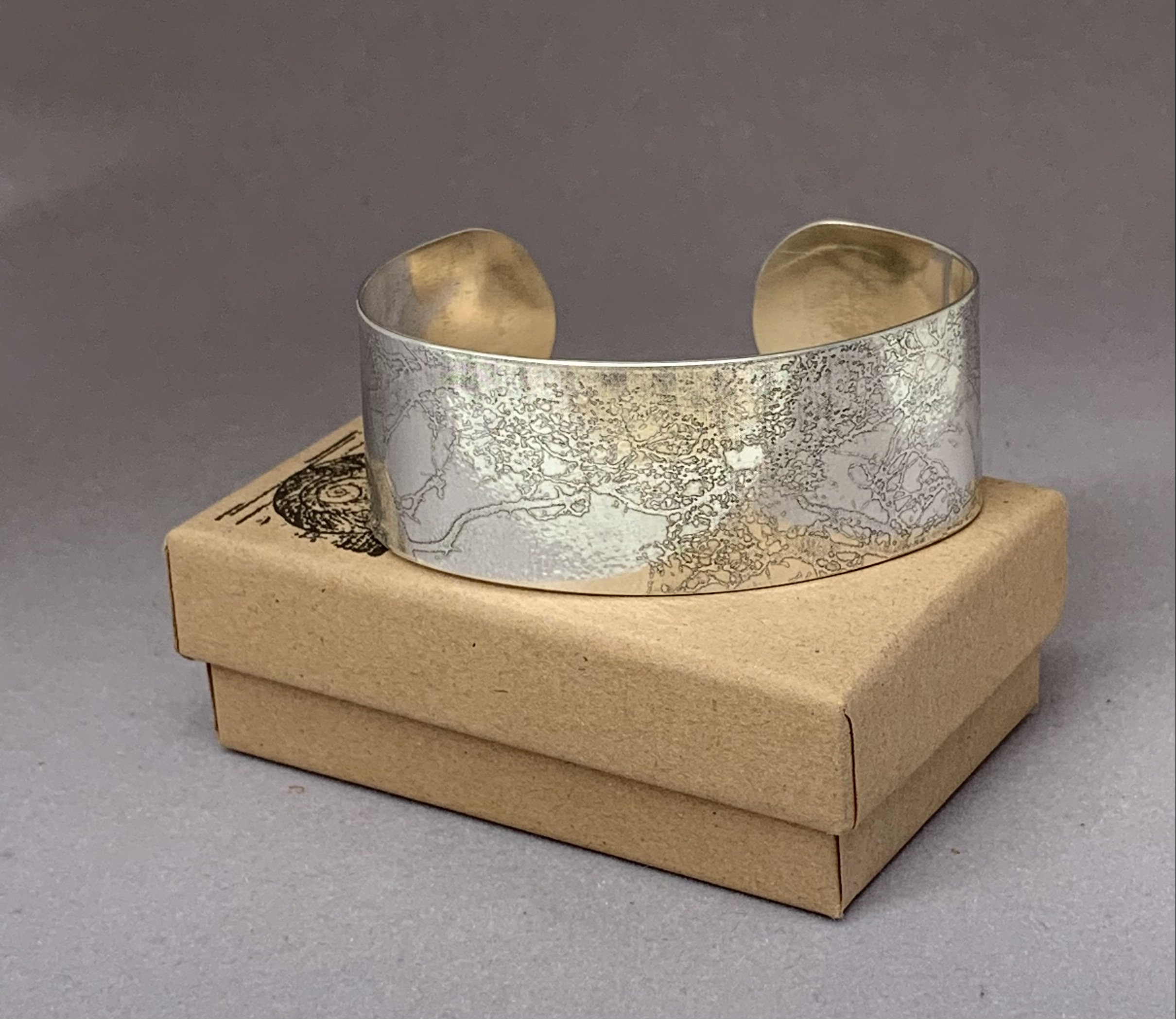 Etched Sterling Silver Cuff 2.5 Cm - Etsy Hong Kong