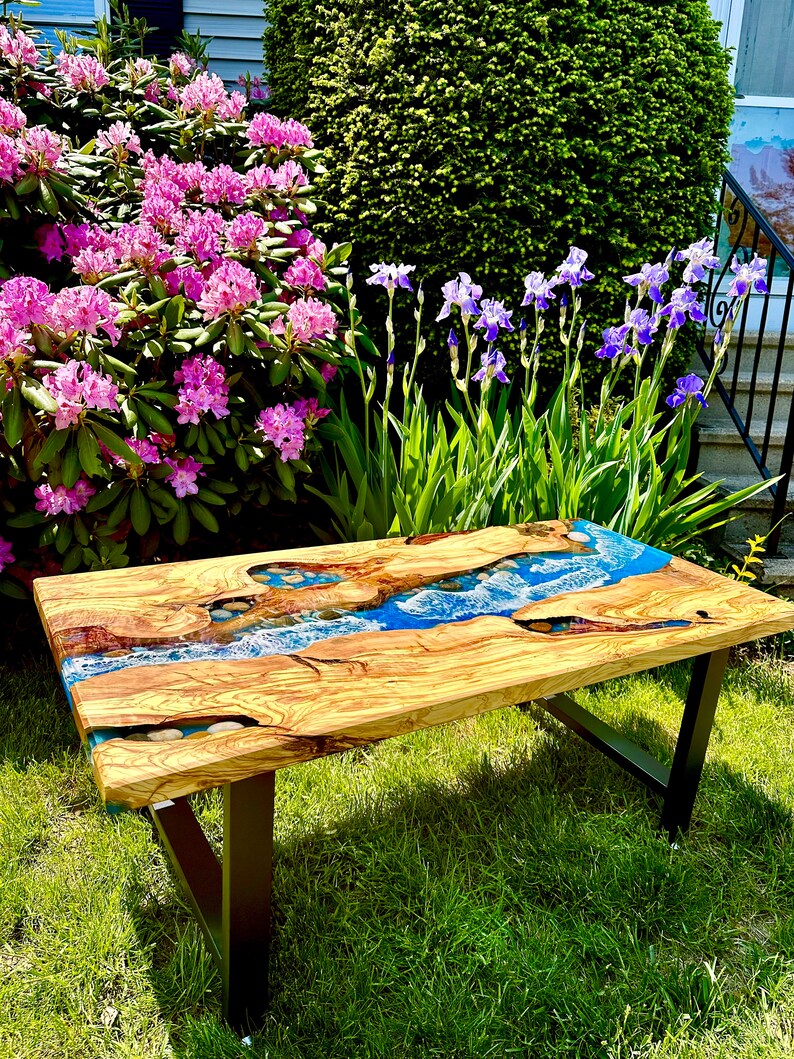 Olive Wood and Epoxy River Coffee Table - Etsy